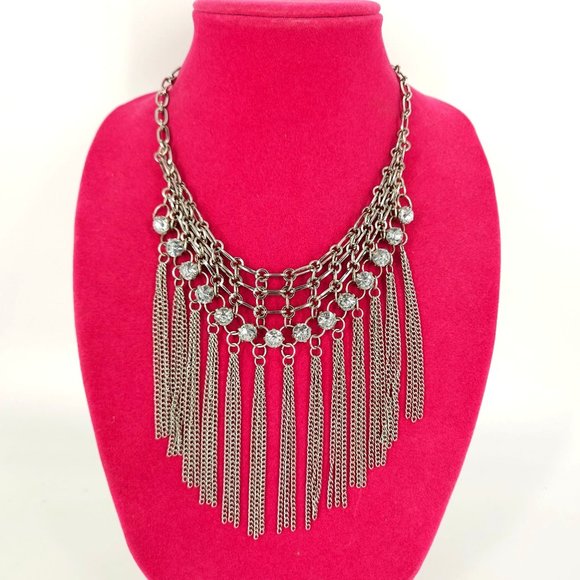 Jennifer Lopez | Jewelry | J Lo Necklace Fringe Rhinestone Bib ...